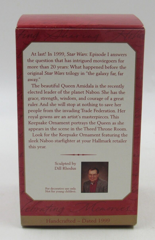 Hallmark Star Wars Episode 1 Queen Amidala Ornament Dated 1999 ...