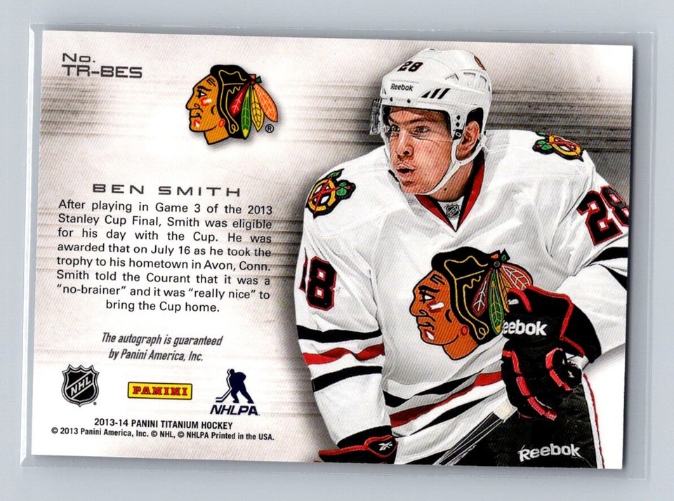 2013-14 Panini Titanium #TR-BES Ben Smith AU Chicago Blackhawks | eBay