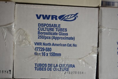 VWR 47729-580 22ml 16x150mm Borosilicate Glass Disposable Culture Tubes ...