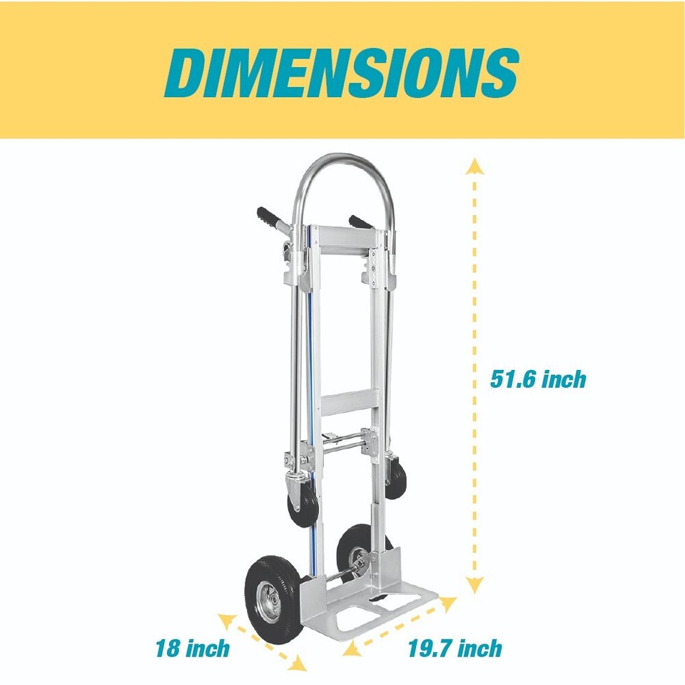 Lightweight Aluminum Hand Truck/Dolly, 2-in-1 Design, 550 Lbs - 17431 ...