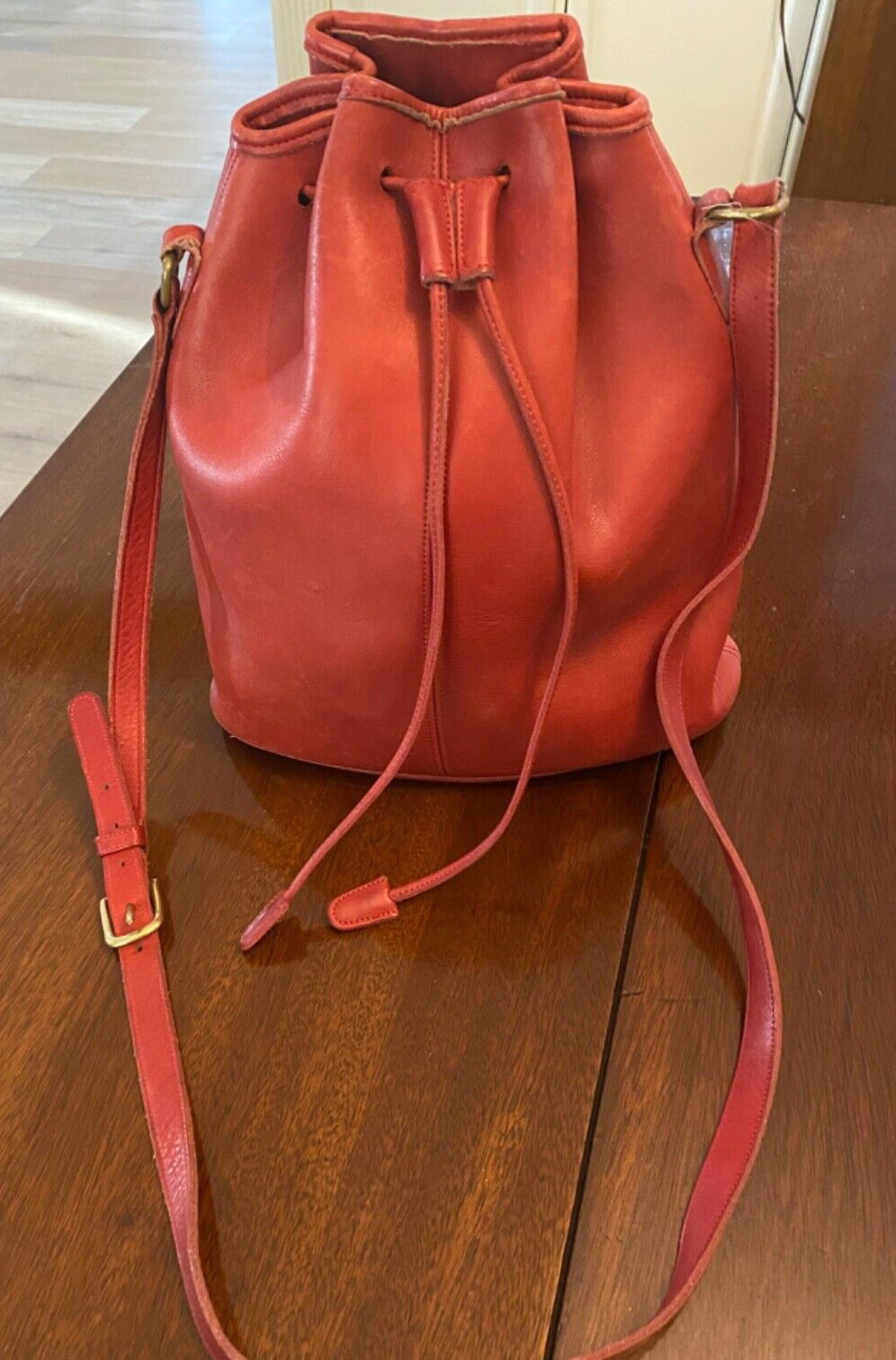 Vintage Coach Red Drawstring Bucket Bag 1980s - Gem