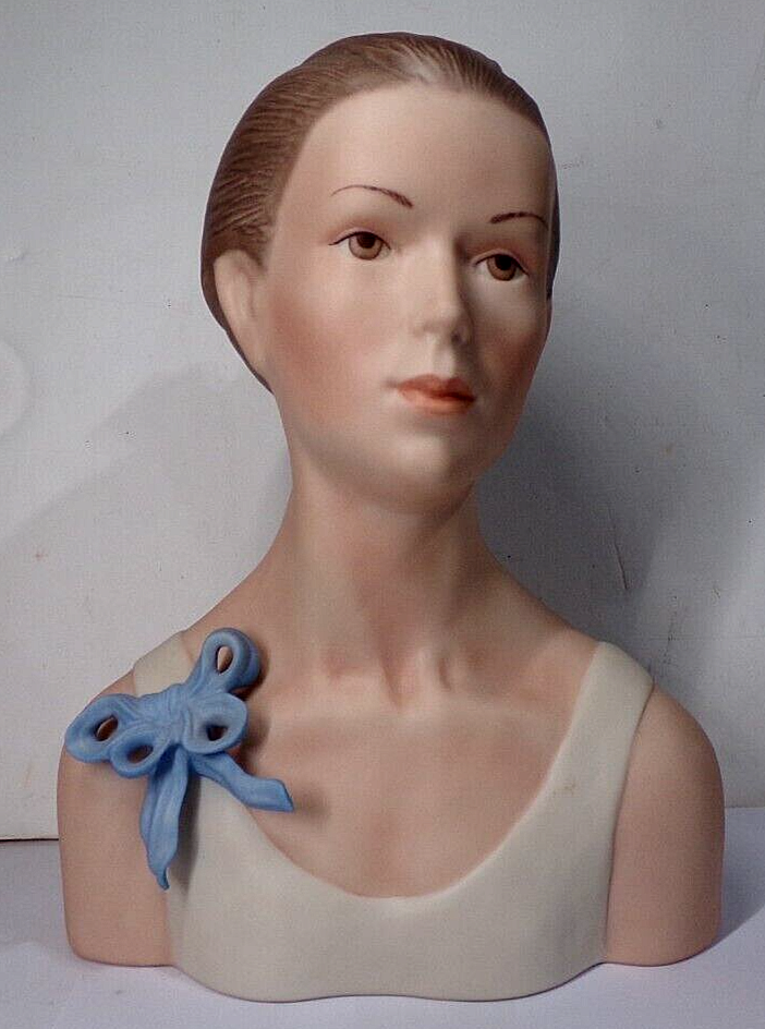 GOEBEL Laszlo Ispanky BALLERINA BUST Porcelain Figurine blue ribbon ...