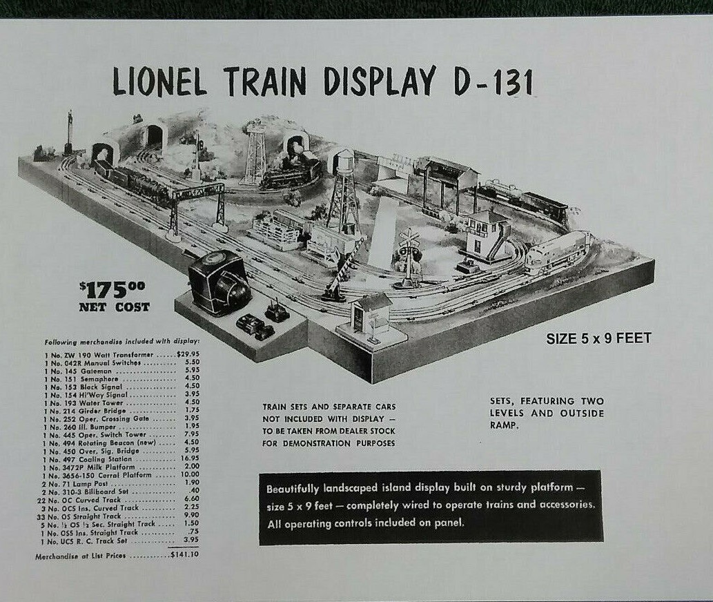 Original Postwar LIONEL D-131 DEALER DISPLAY - 5' x 9' outstanding ...