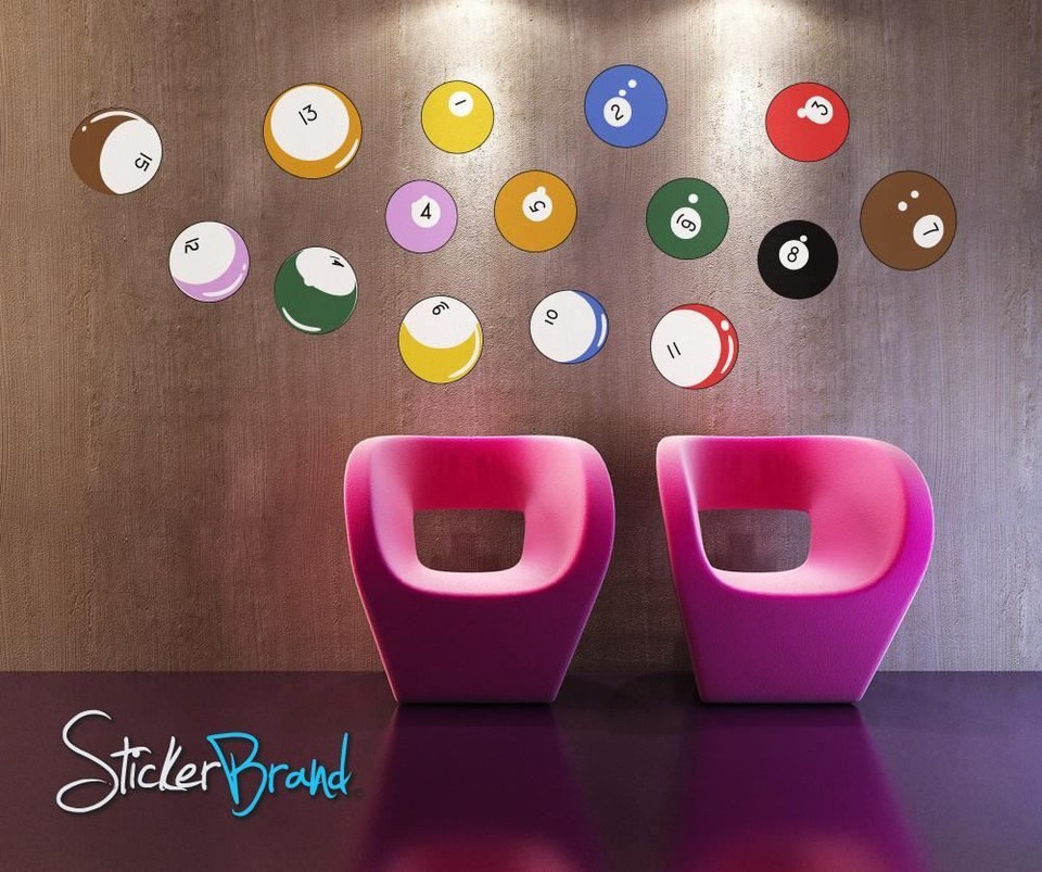 Billiard Pool Balls Graphic Wall Decal Sticker. Game Room Wall Art. #OS ...