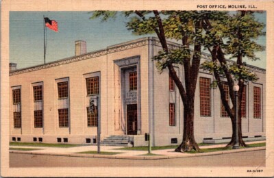 Postcard Post Office Moline Illinois Linen | eBay