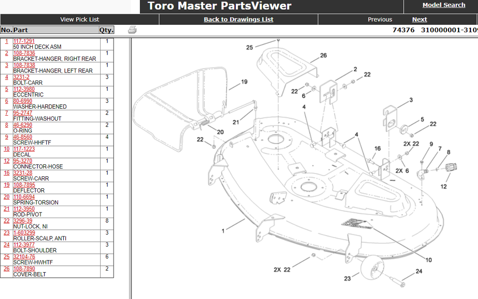 Genuine Toro 108-7895 Side Discharge Deflector TimeCutter Titan Zero ...
