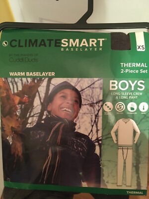 CLIMATESMART Boys base layer 2 piece set boys black XS new | eBay