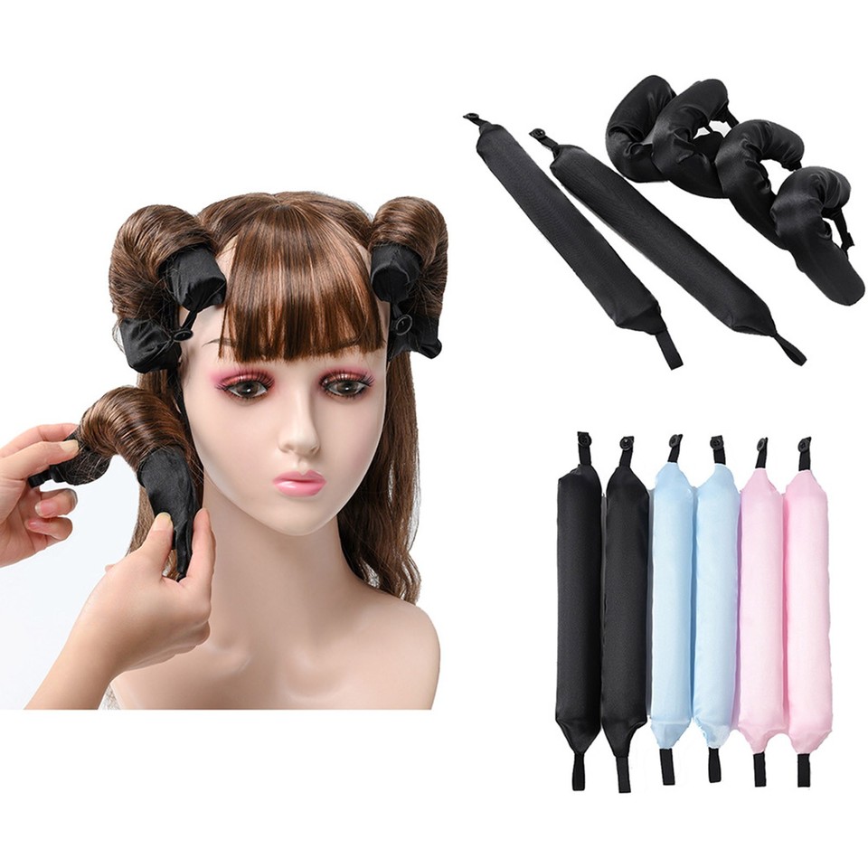 6PCS Lazy Hair Curler Set With Button Foam Rollers Big Wavy Curling ...