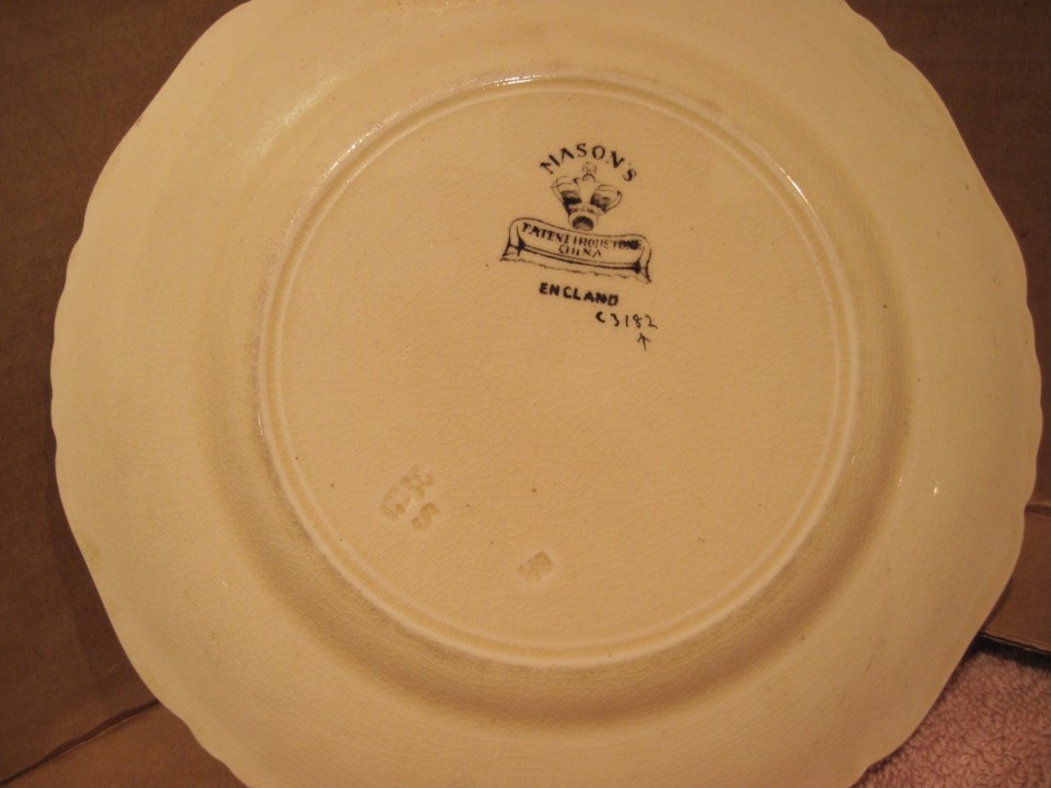 Rare Beautiful 8" Mason Plate #3182 from England, Great backstamp Mark ...