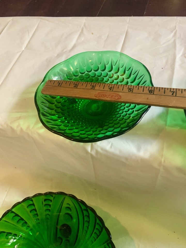 Anchor Hocking Green Glass antique vtg Lot Hostess Burple Sandwich ...