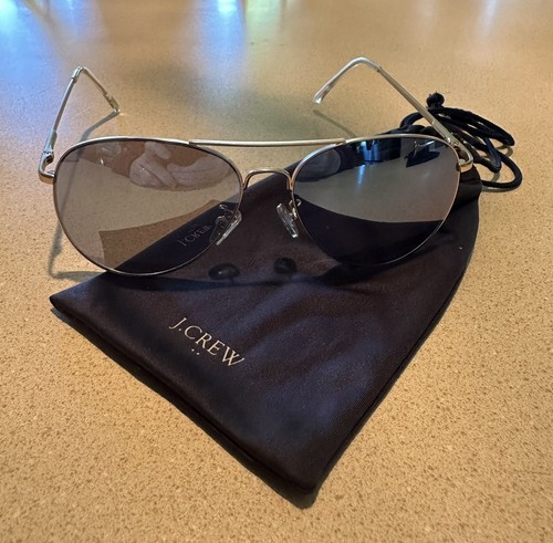 J Crew Wire-Frame Aviator Sunglasses Gold with Cloth Case | eBay
