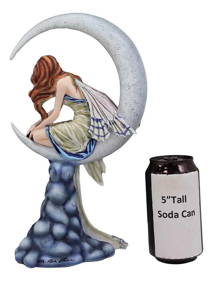 Fantasy Celestial Crescent Lunar Moon Dream Weaver Fairy Statue 12"H ...