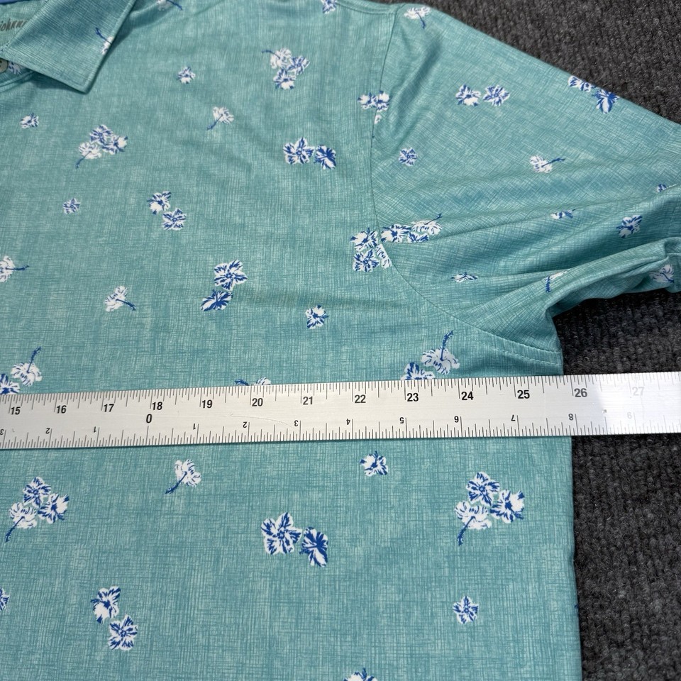 Johnnie-O Polo Mens 2XL Jenkins Stretch Golf Teal Blue Floral ...