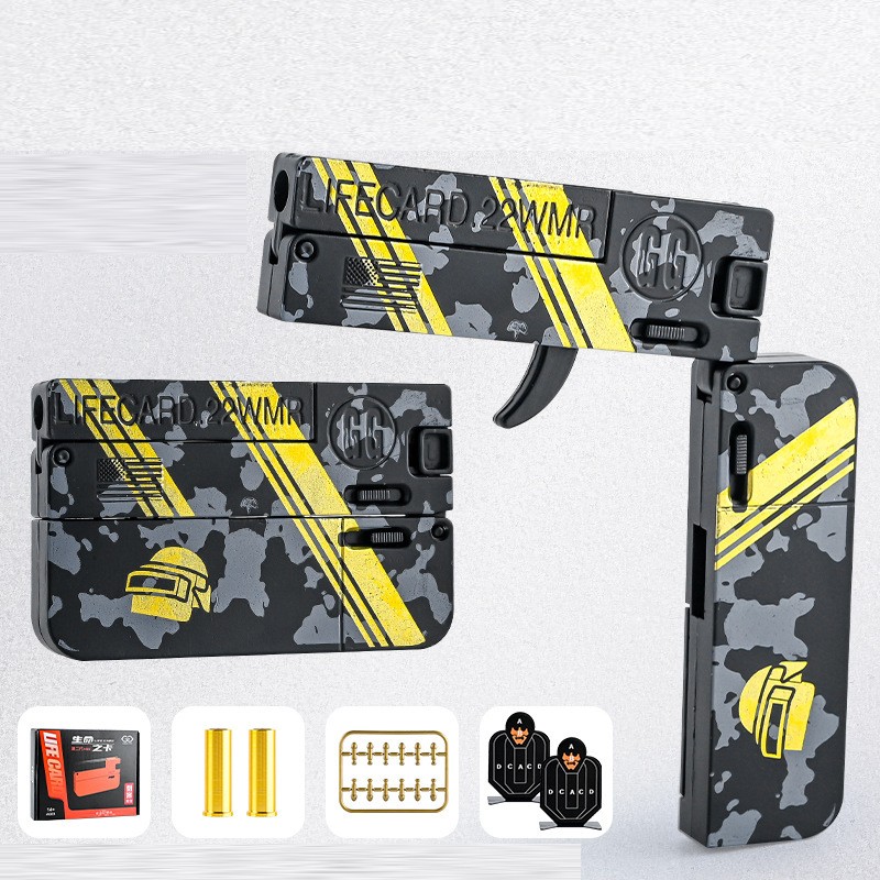 2.0 Upgraded Life card Alloy Folding Gun Toy Soft Bu-llet Blaster ...