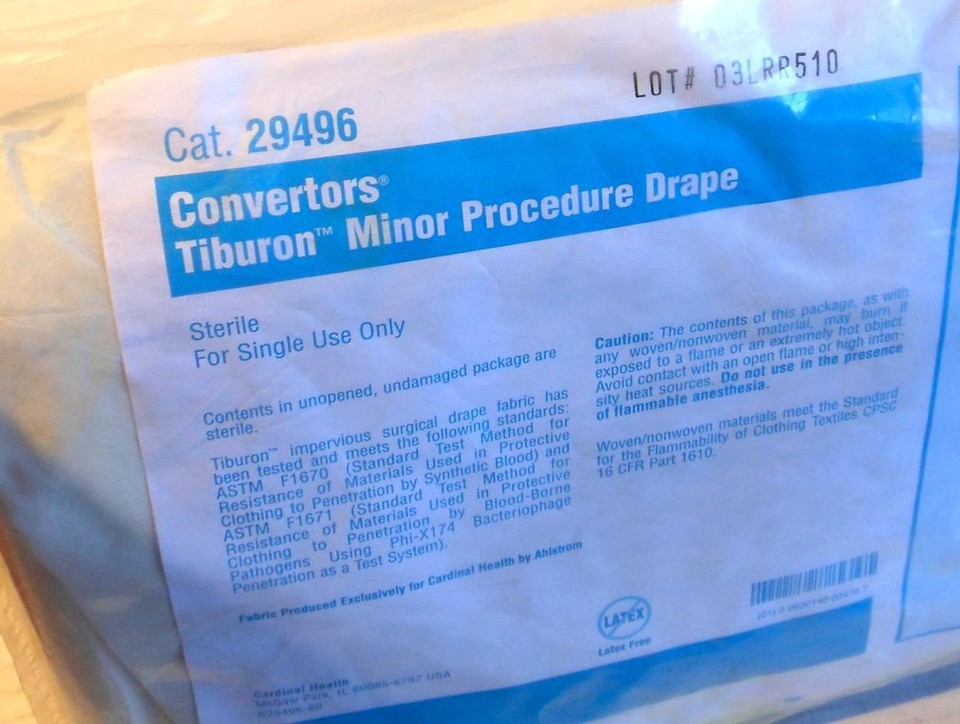 CARDINAL HEALTH 29496 TIBURON MINOR PROCEDURE DRAPE, CONVERTER - NEW ...