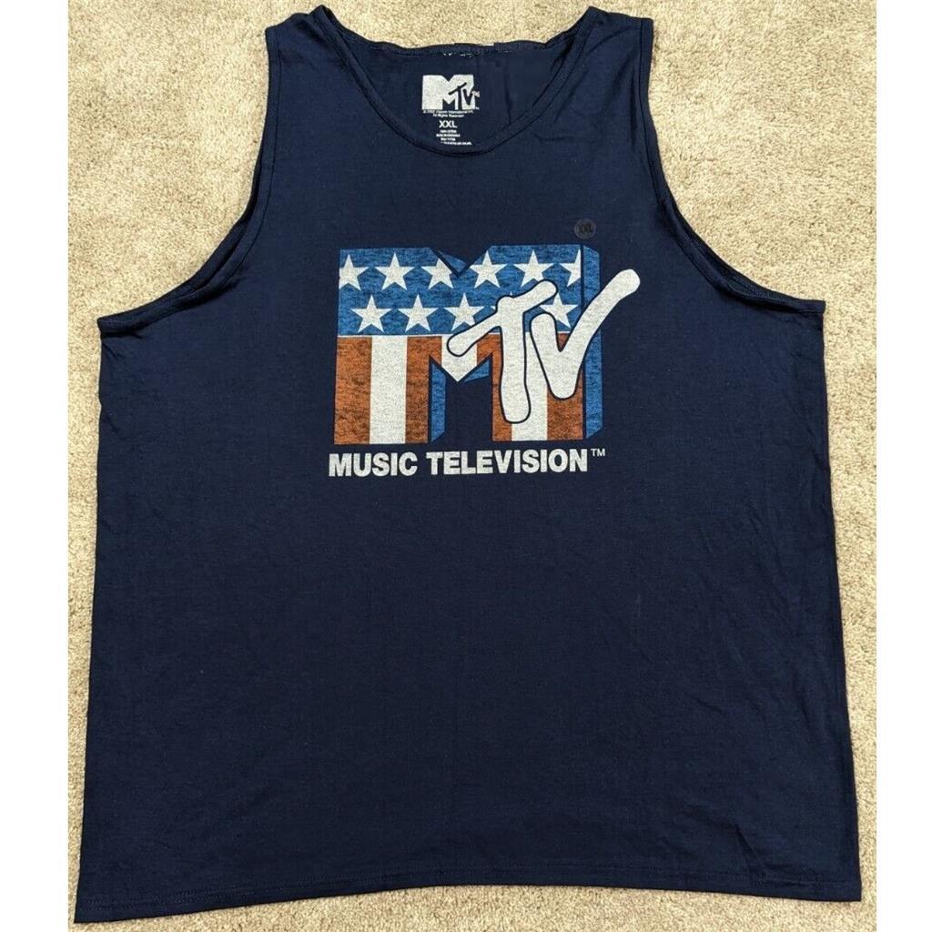 Mens MTV Music Television Americana Tank Top Flag Stars Stripes Size S ...