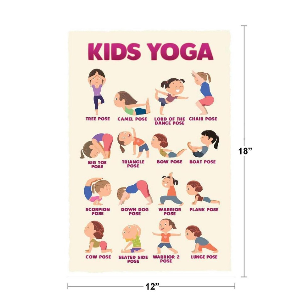 Kids Yoga Pose Chart Fitness Exercise Activity Meditation Classroom ...