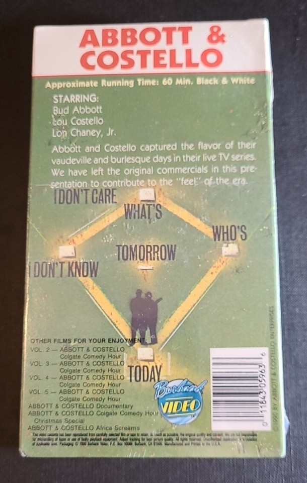 Abbott & Costello Who's on First Volume 1 VHS Tape Movie NEW Sealed ...
