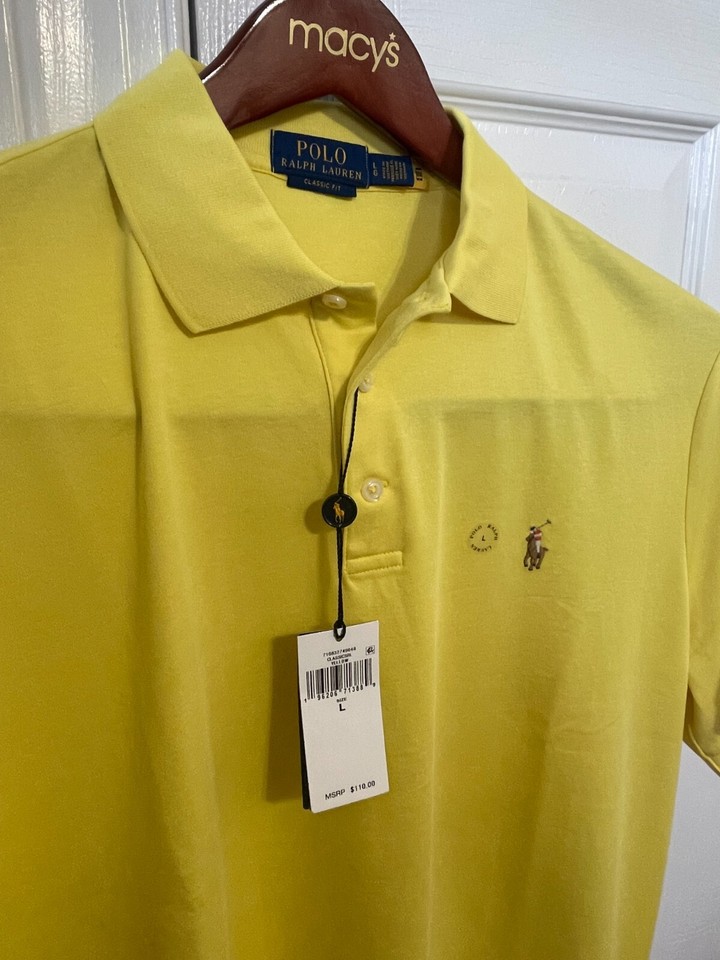 Brand New POLO RALPH LAUREN Yellow Polo Classic Fit Shirt w/Tags Size L ...