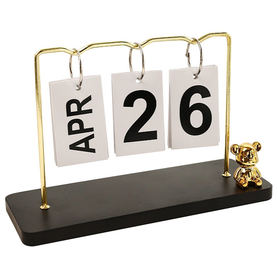 Desk Calendar Perpetual Calendar Rustic Wooden Base Calendar Desktop ...