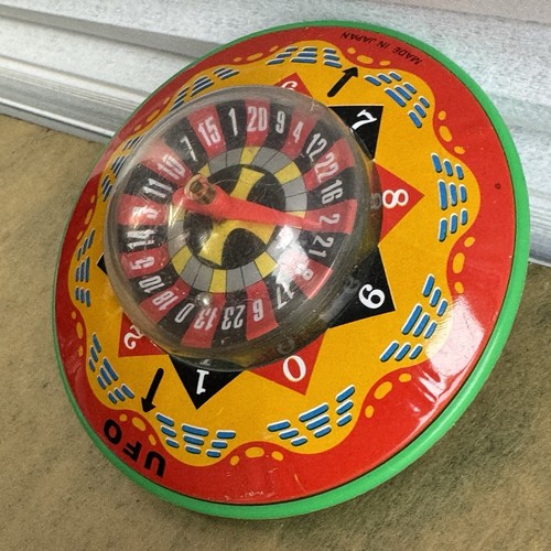 Vintage Japanese UFO Roulette Wheel Friction Tin Toy – 1960s Space ...