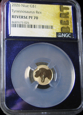 2026 1 Gram T-Rex Dinosaur Gold Coin Reverse Proof-70 BERT Gold NCG ...