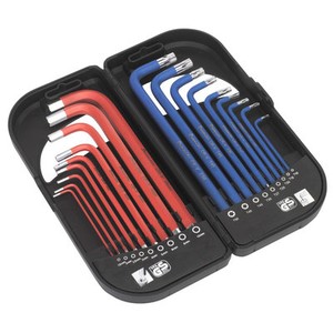 Sealey AK7176 18 Piece Long Security T10-T50 Torx & Hex 1.5mm-10mm ...
