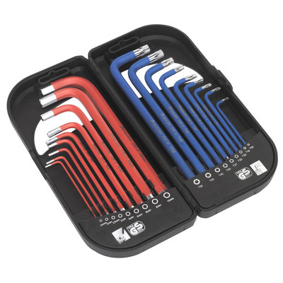 Sealey AK7176 18 Piece Long Security T10-T50 Torx & Hex 1.5mm-10mm ...