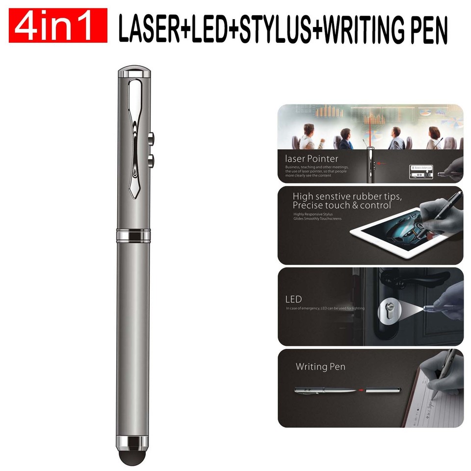 🎁🎄4-in-1 Laser Pointer + LED Light + Write Pen + Stylus for Phone ...