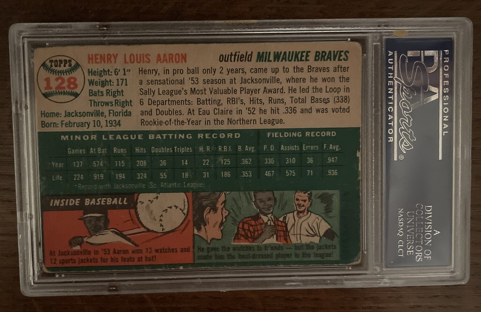 1954 Topps Baseball Hank Aaron rookie card RC 128 well-centered Deep ...