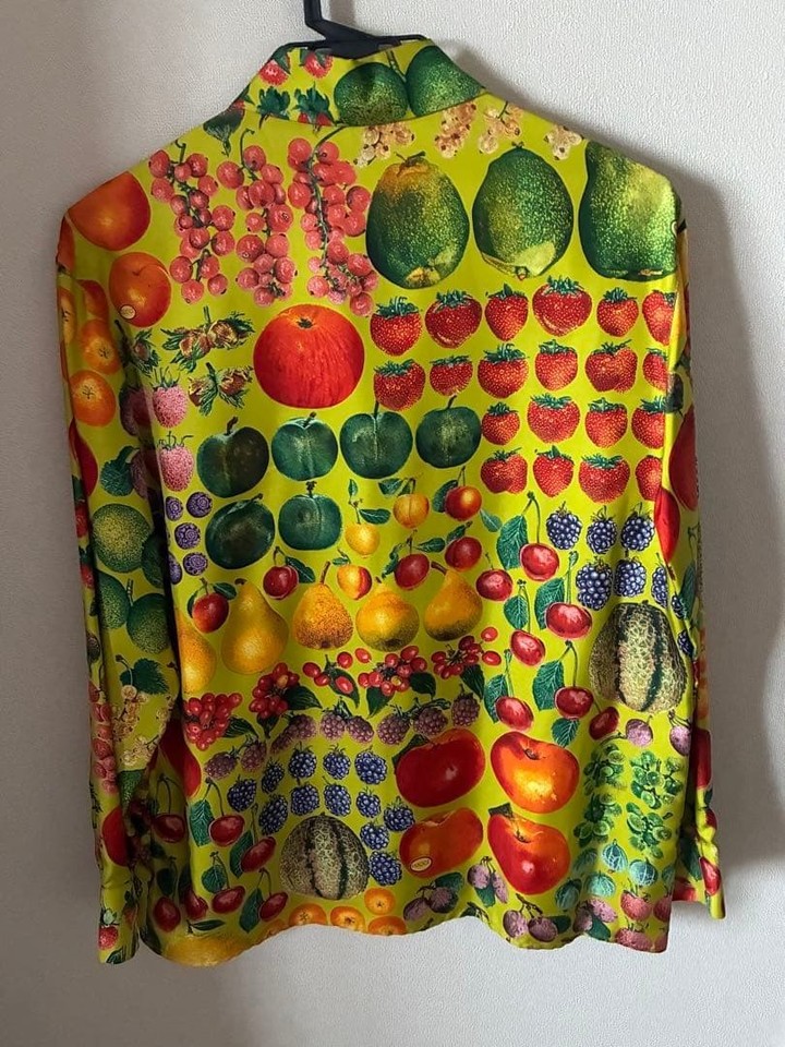 GUCCI Apple Fruit Print Shirt Size L Orange Silk Made in Italy Used ...