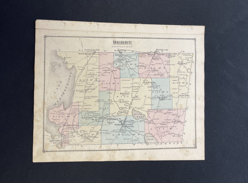 1878 Antique Map Newport Vermont & Derby Line Vt by FW Beers ORIGINAL ...