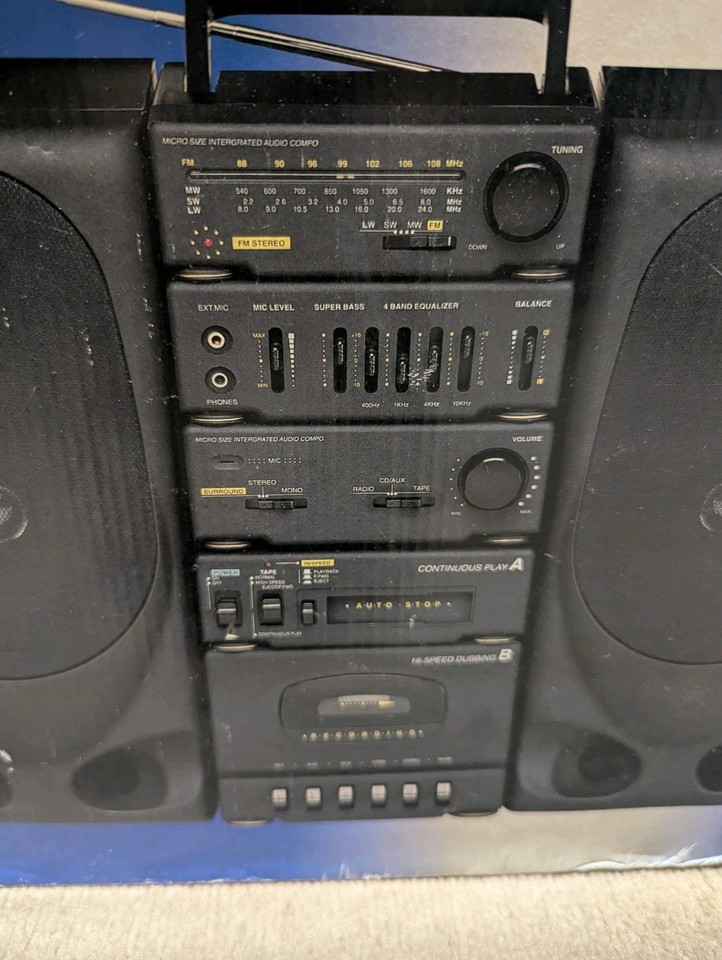 Academy Vintage 80s/90s Stereo Boombox, Radio, Tape and Speakers | eBay UK