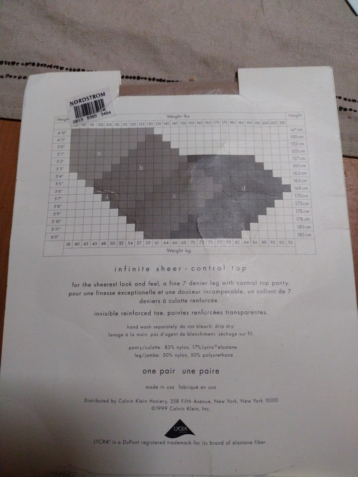 Vtg '99 CALVIN KLEIN Infinite Sheer Control Top Pantyhose Style 705 Sz D Light 3 | eBay