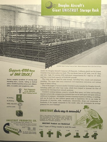 Unistrut Products Bonderized Storage Rack Chicago Vintage Print Ad 1953 ...