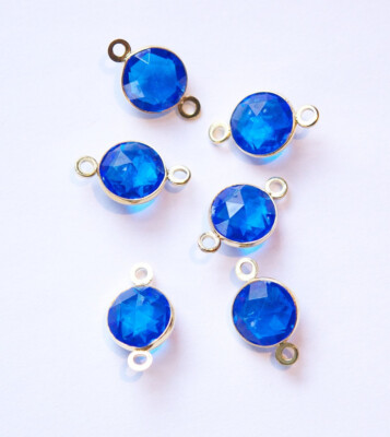 Vintage Blue Acrylic Faceted 2 Loop Channel Set Connector Beads chr182C ...