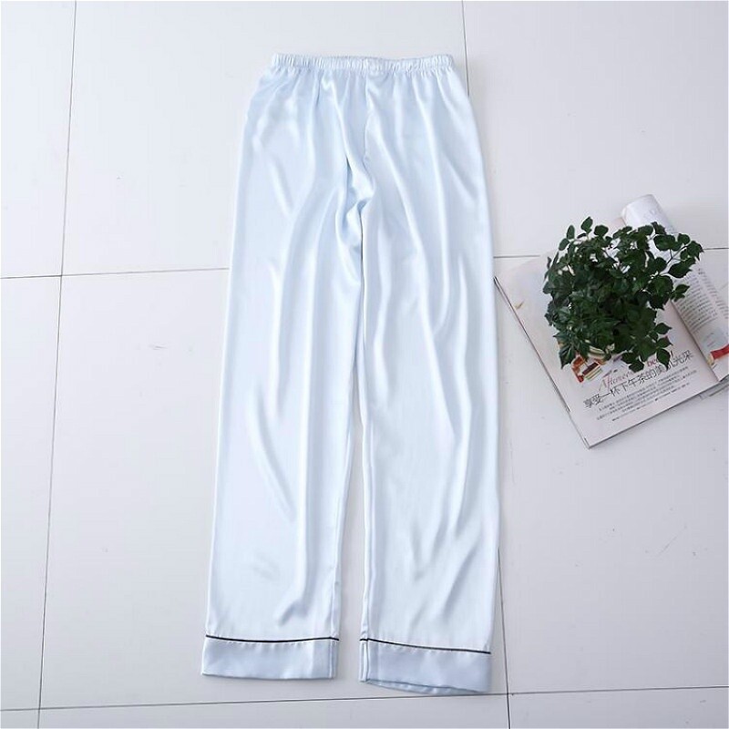 Men Satin Pants Loose Long Silk Pajamas Trousers Bottoms Summer ...