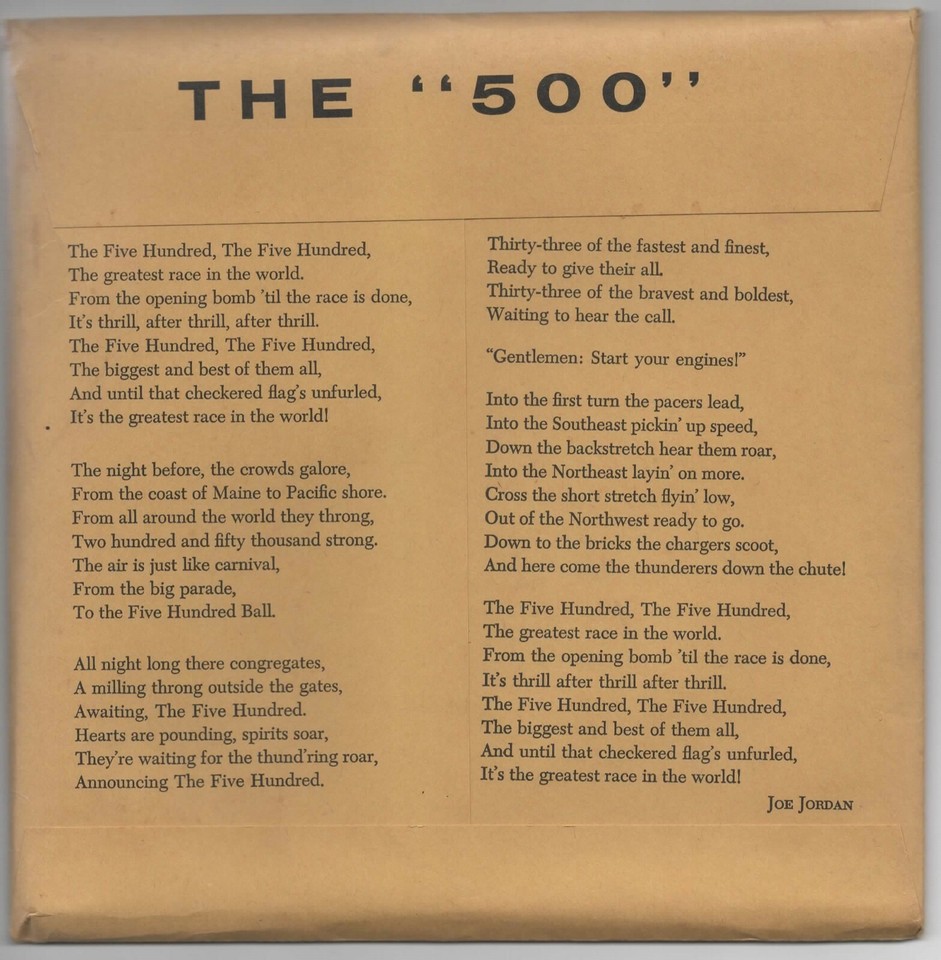 1962 Indianapolis 45 rpm record and booklet in unopened envelope | eBay