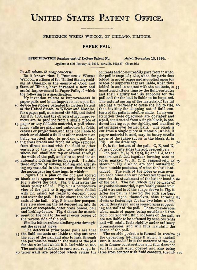 Official Chinese Food Container Patent Art Print - 1894 Original Chop ...