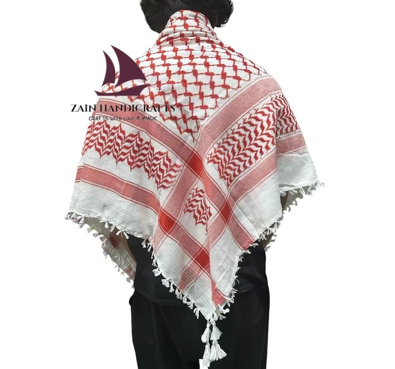 ZAIN Palestine Keffiyeh scarf , unisex cotton scarf ,shemagh scarf red ...