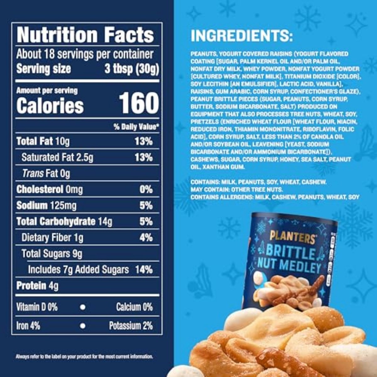 Planters Brittle Nut Medley Planters Trail Mix, Honey Nut Medley 6 Oz