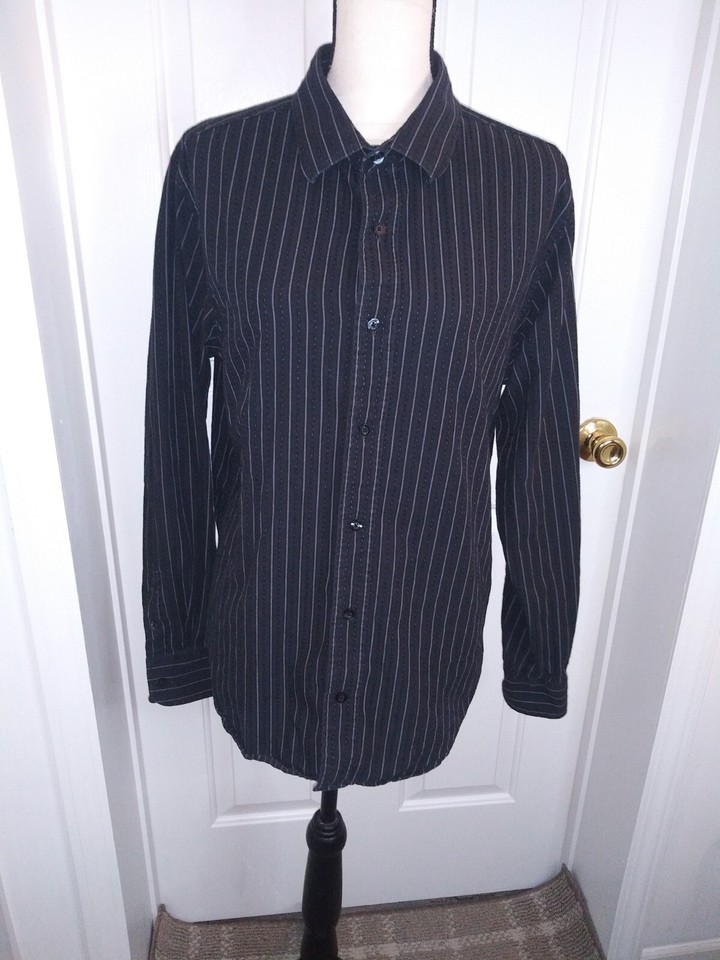 BKE Slim Fit Stretch Button Up Shirt Mens Large Black Long Sleeve | eBay