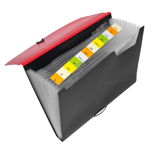 A4 Expanding File Folder Red & Black 13 Part Strong Plastic Concertina ...