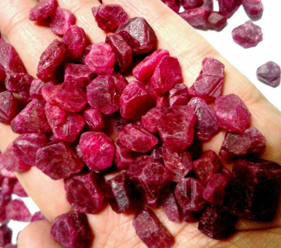 GENUINE EARTH MINED BEAUTIFUL NATURAL RED RUBY BURMA ROUGH GEMSTONE LOT ...