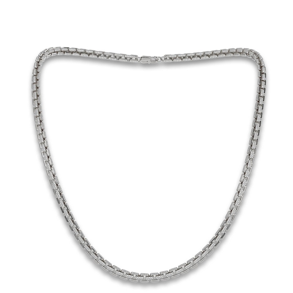 4MM Iced Out Moissanite Iced Out Box Chain 925 Silver For Men | eBay