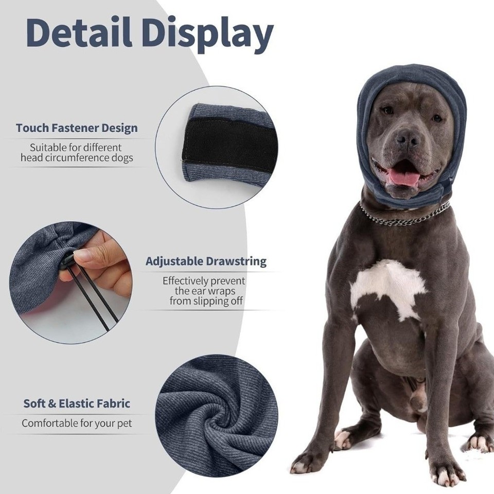 Adjustable Dog Soothing Hood Washable Dog Head Wrap Thunder Protection ...