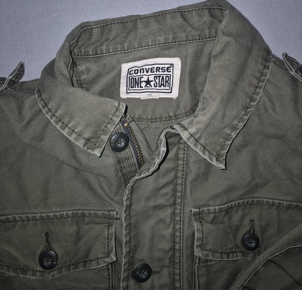 Converse One Star Military Style Army Green Mens Jacket Size Large 012 ...
