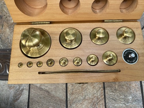 Antique Brass Calibration Weights Set of 12 with Wooden Box and ...