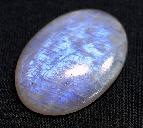 44 Ct 7X25X36 mm Natural Deep blue Silky Moonstone Oval Cabochon Gems ...