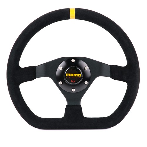 320mm MOMO style Suede Leather Thickened Spoke Sport Steering Wheel Sim ...